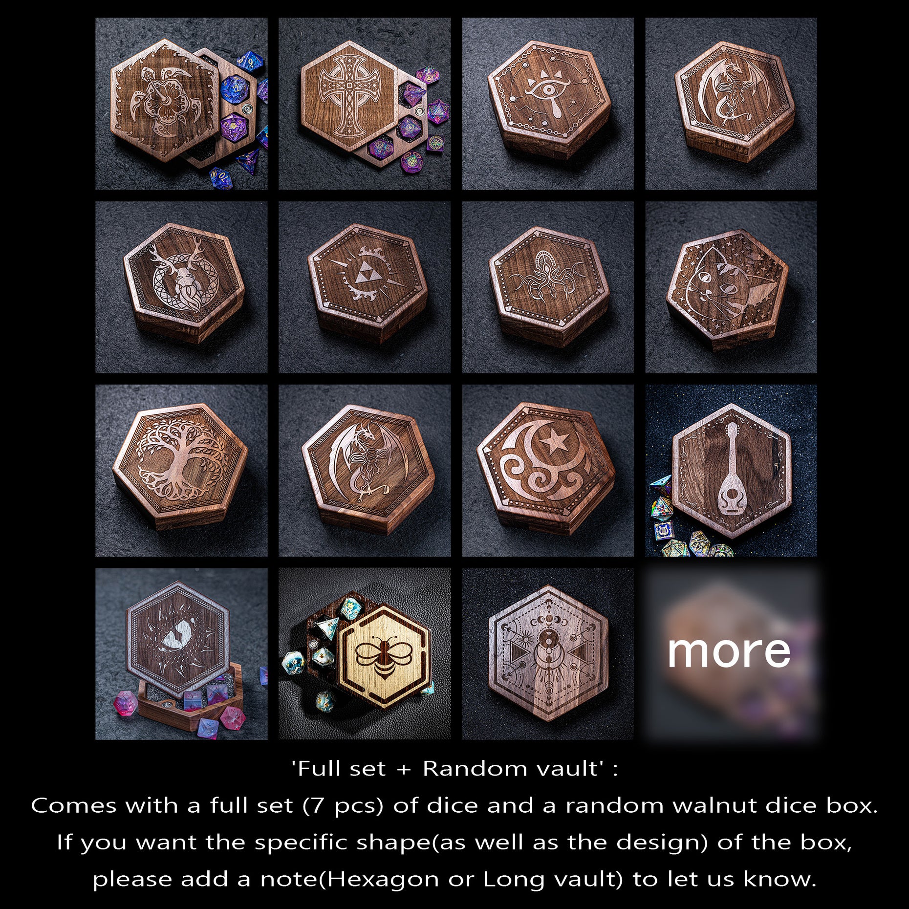 URWizards D&D Resin Engraved Dice Set Mysterious Realm - Glowing Death ...