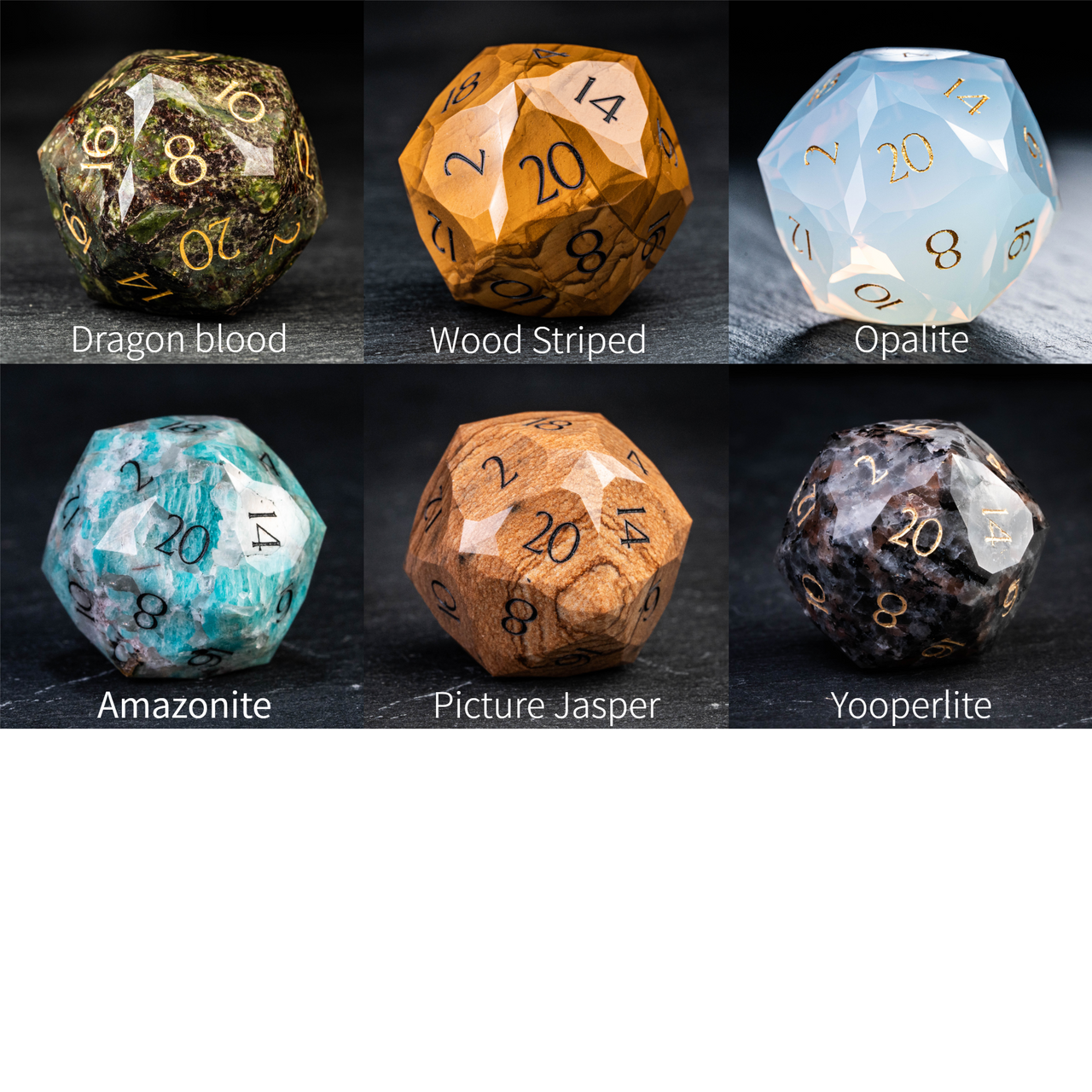 URWizards D&D Multi-faceted Gemstone Engraved Dice Set – Urwizards