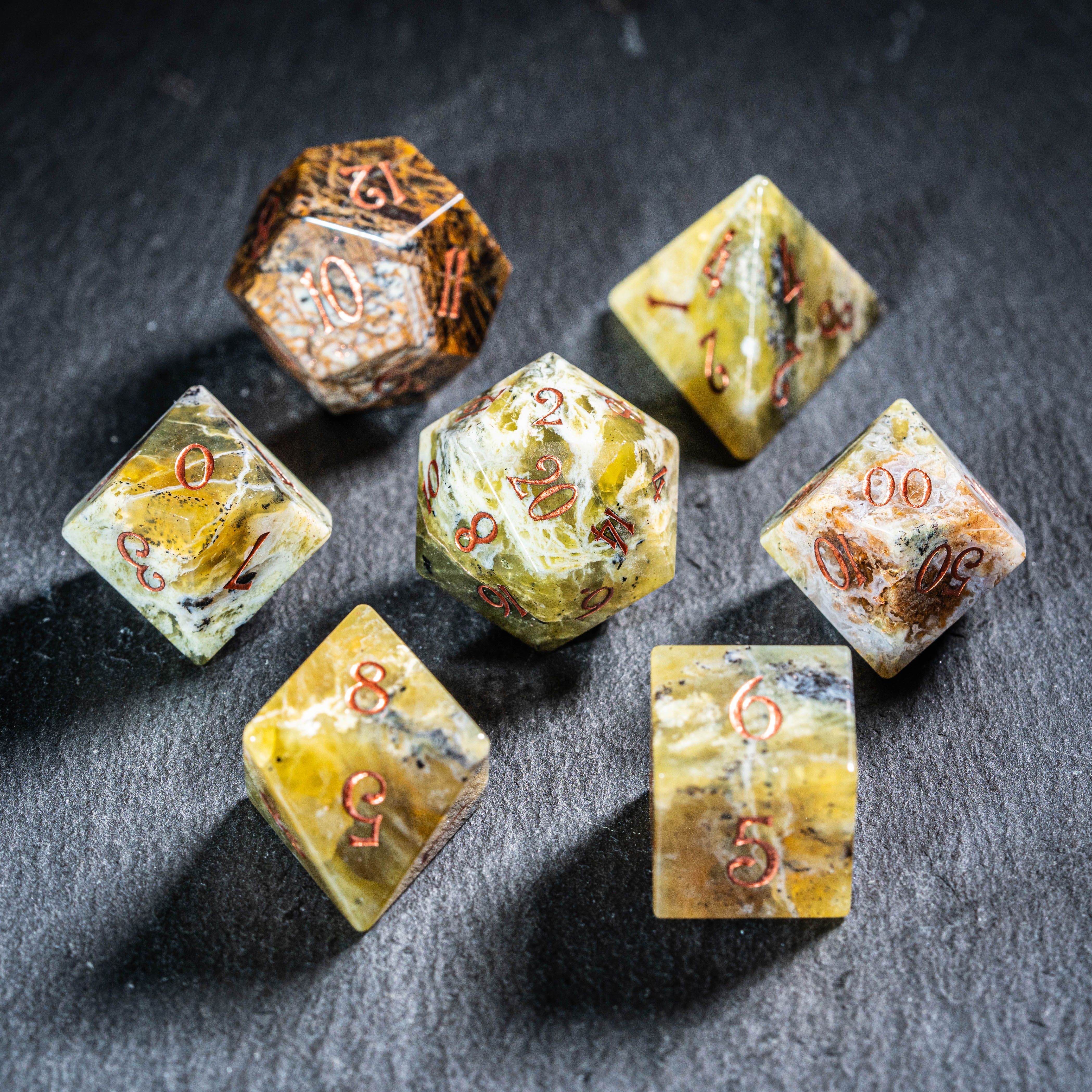 URWizards D&D Yellow Opal Gemstone Engraved Dice Set(Limited edition ...