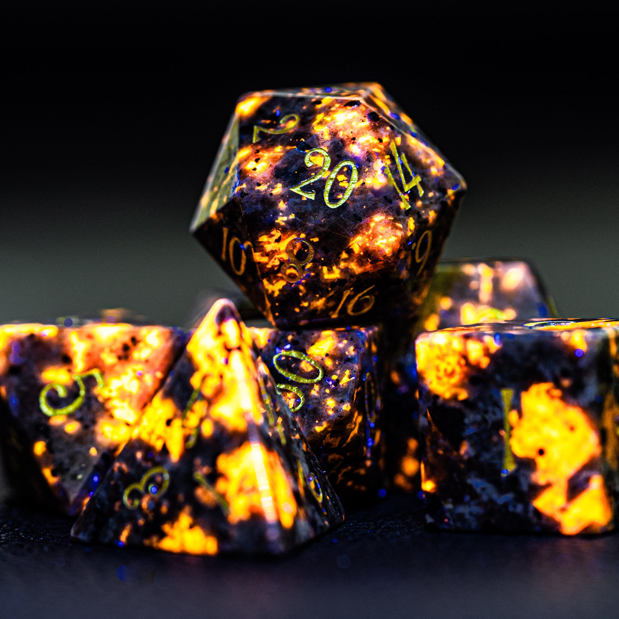 URWizards D&D Yooperlite Gemstone Engraved Dice Set | Urwizards