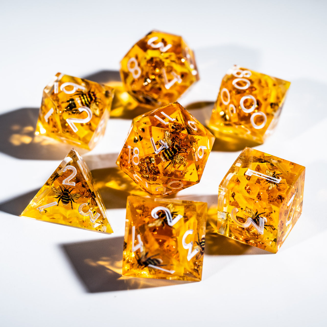 Inner-dice Handmade Sharp Edge Resin Dice Set -Sweet Honey Bees ...