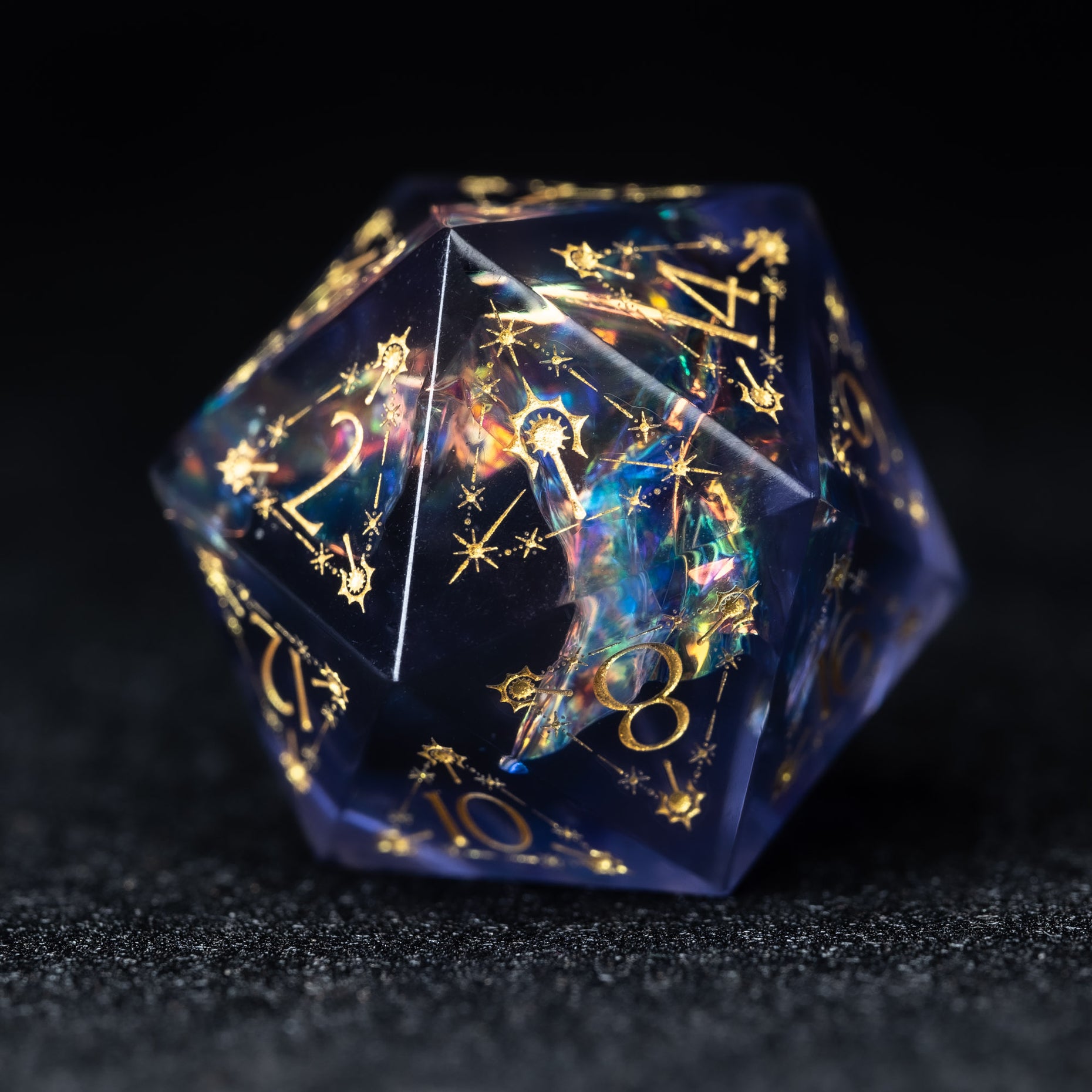 URWizards D&D Resin Night Neon glitter Engraved Dice Set Bard Style ...