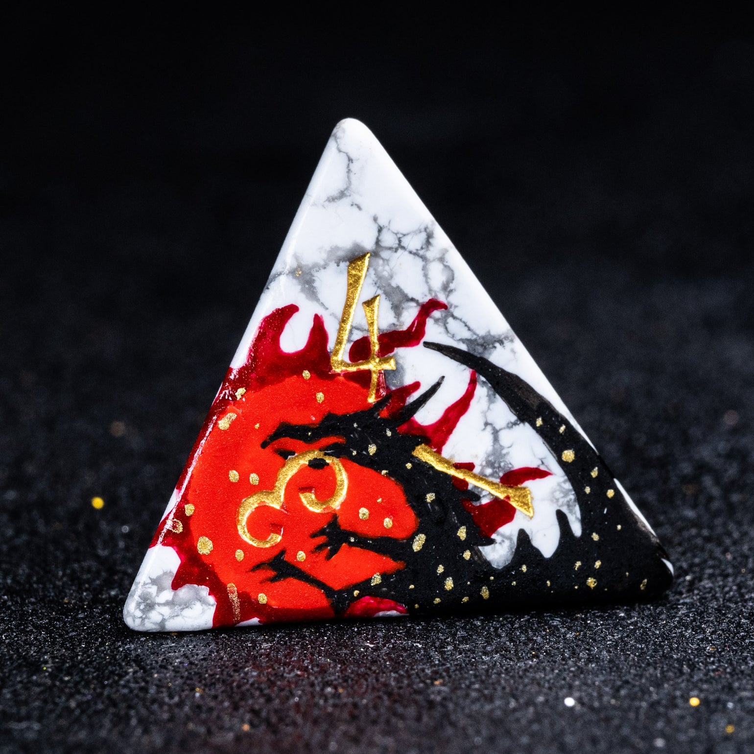 URWizards D&D White Howlite Engraved Dice Set Hand-painted Black Drago ...