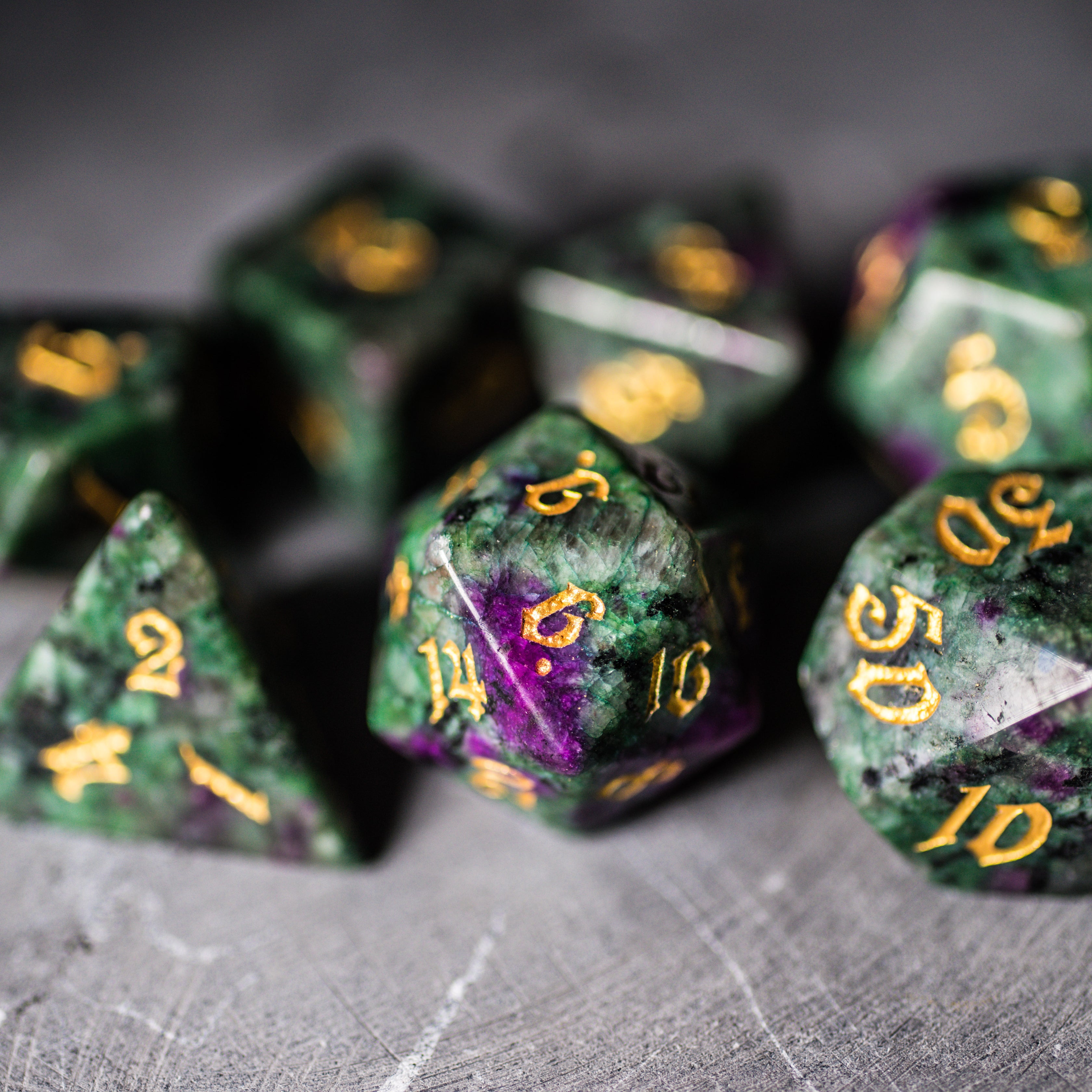 URWizards D&D Ruby in Zoisite Gemstone Engraved Dice Set Magical Style ...