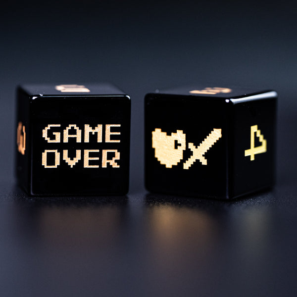 URWizards D&D Obsidian Engraved Dice Set Pixel Art RPG | Urwizards