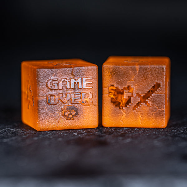 URWizards D&D Lava Glass Raised Dice Set Pixel Art RPG | Urwizards