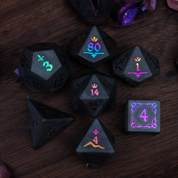 URWizards Hematite Raised Plating Number Dice Set Royal Style | Urwizards