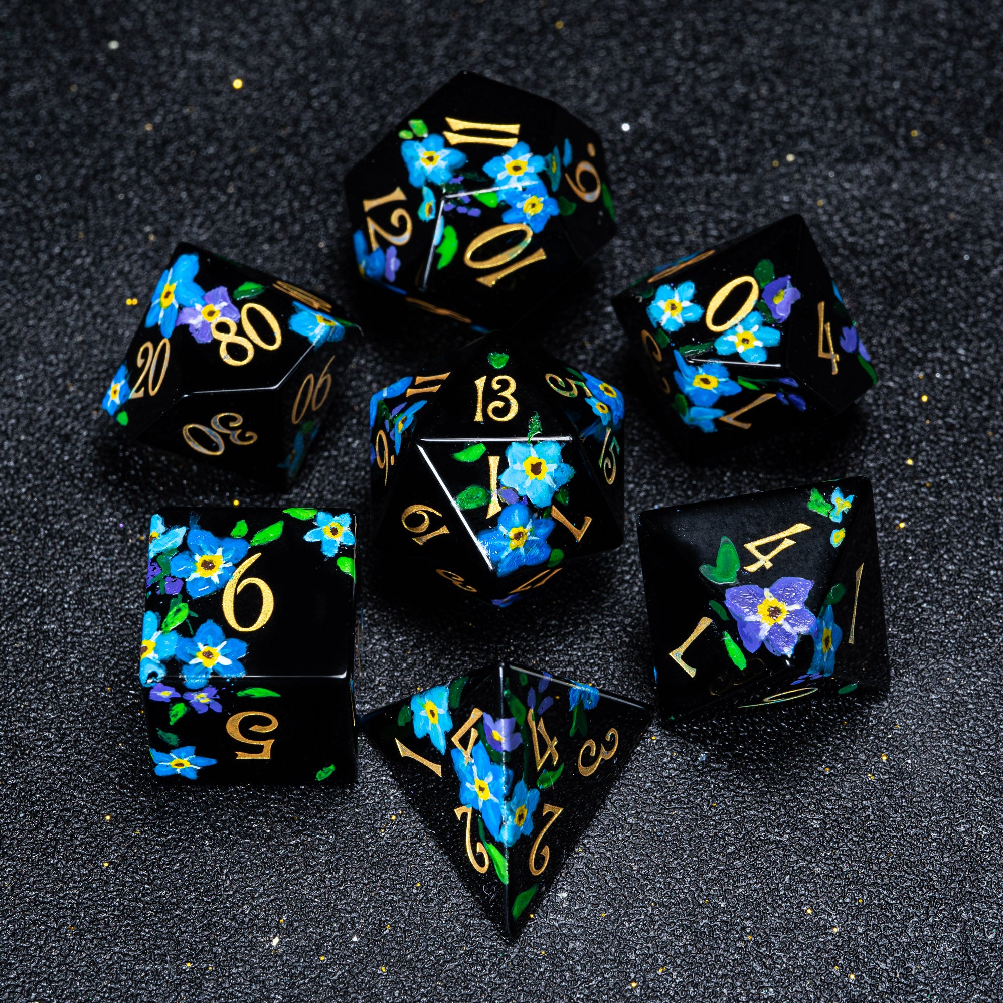 URWizards D&D Polished Obsidian Engraved Dice Set Hand-painted Forget ...
