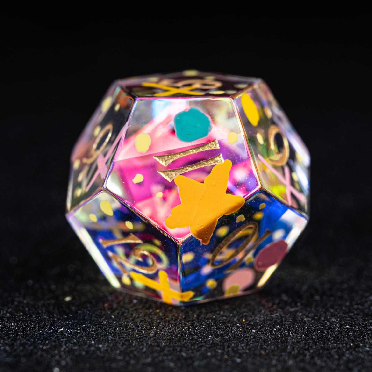 URWizards D&D Polished Prism Glass Engraved Dice Set Hand-painted Gala ...