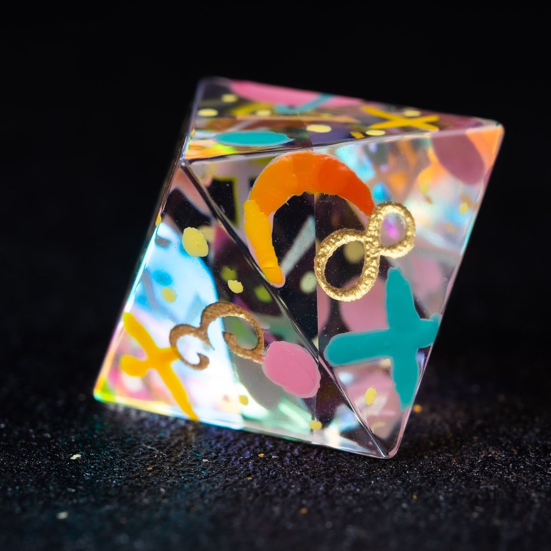 URWizards D&D Polished Prism Glass Engraved Dice Set Hand-painted Gala ...