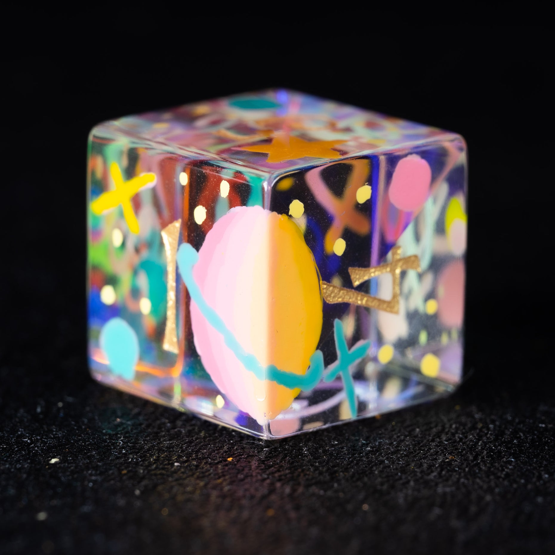 URWizards D&D Polished Prism Glass Engraved Dice Set Hand-painted Gala ...