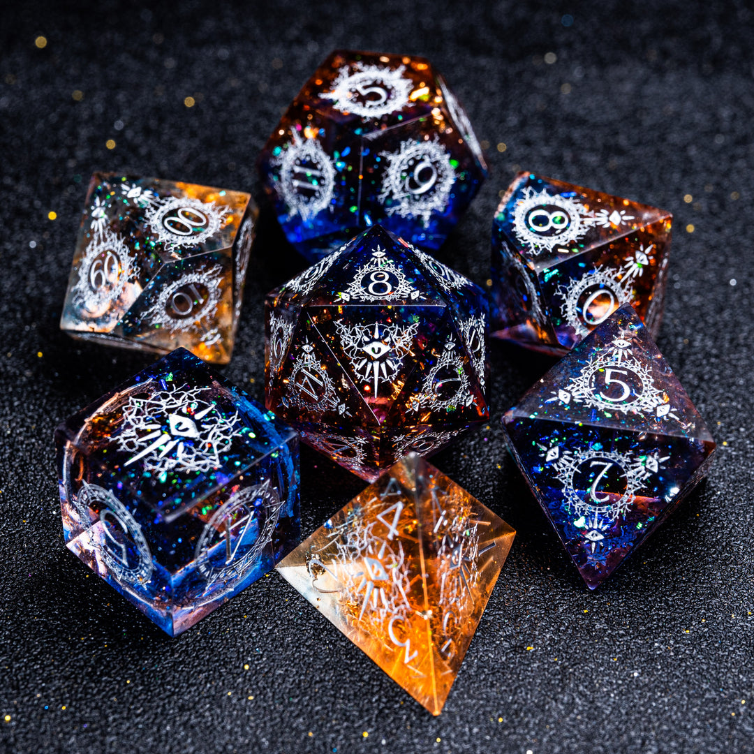 URWizards D&D Resin Dark Glitter Engraved Dice Set Warlock Style ...