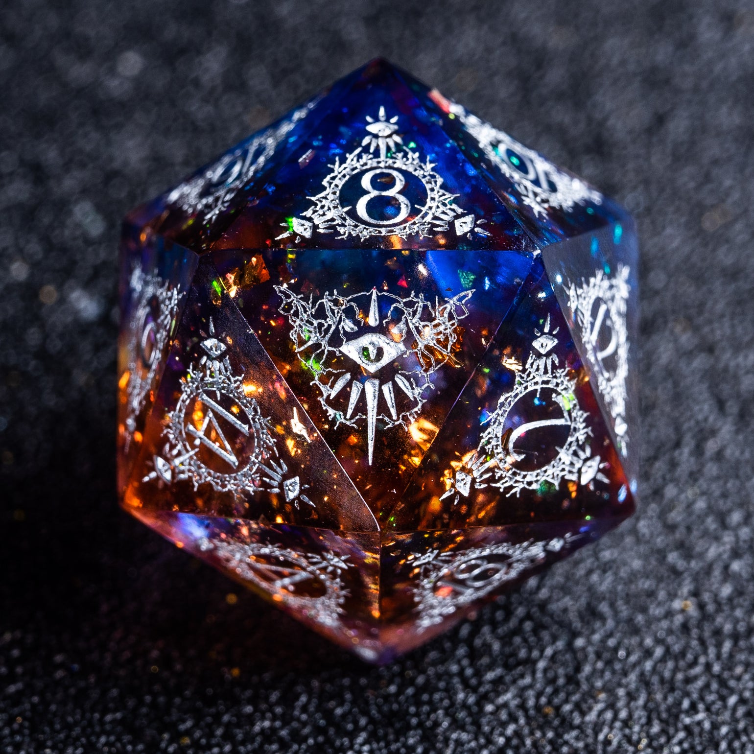 URWizards D&D Resin Dark Glitter Engraved Dice Set Warlock Style ...