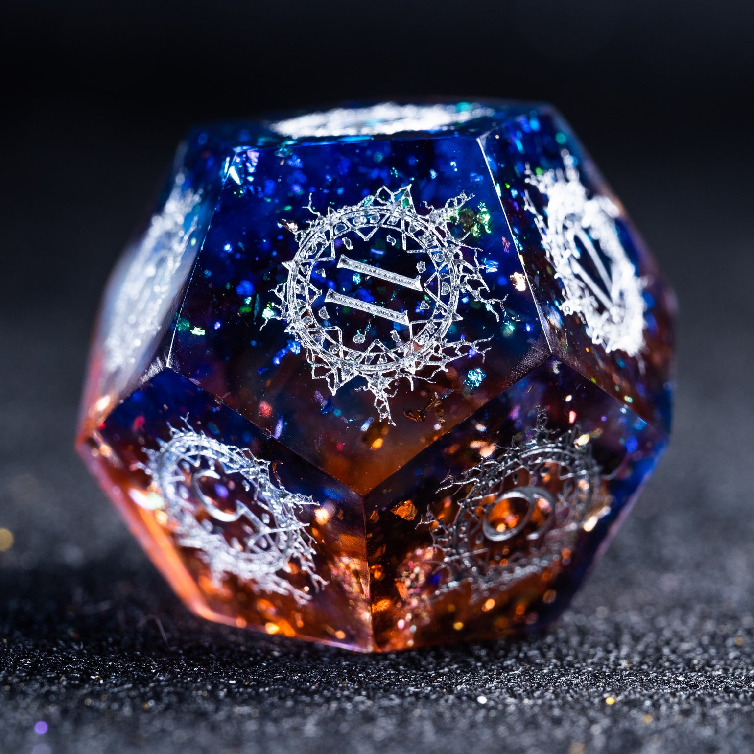 URWizards D&D Resin Dark Glitter Engraved Dice Set Warlock Style ...
