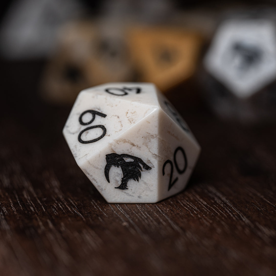 URWizards D&D Coral Fossil Gemstone Engraved Dice Set Thunder Cat ...