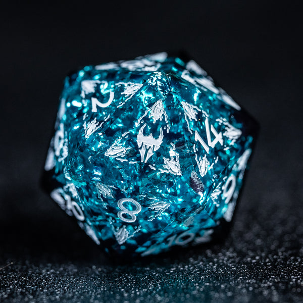 URWizards Dnd Resin Ice Glitter Engraved Dice Set Paladin | Urwizards