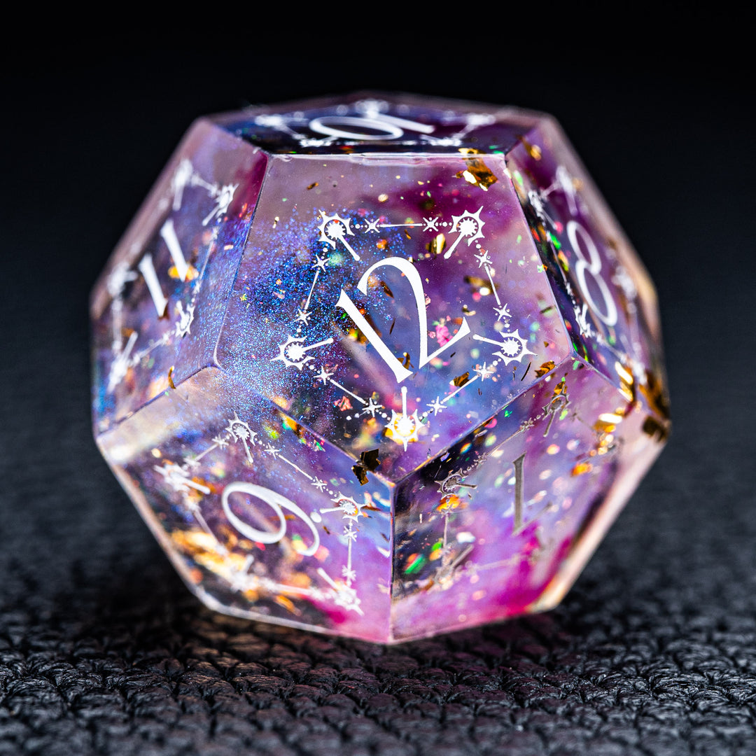 URWizards D&D Resin Night Neon glitter Engraved Dice Set Bard Style ...