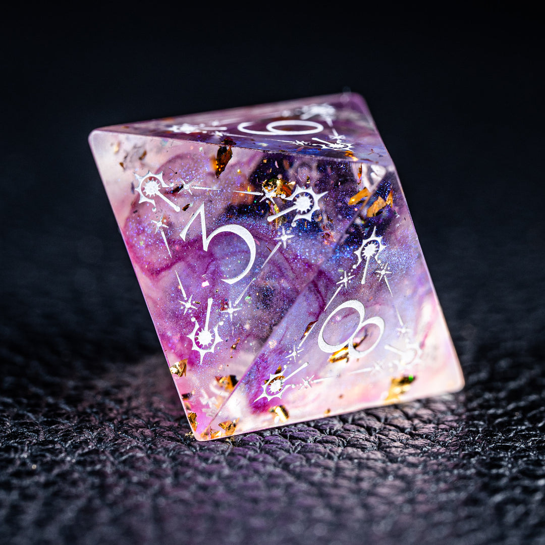 URWizards D&D Resin Night Neon glitter Engraved Dice Set Bard Style ...