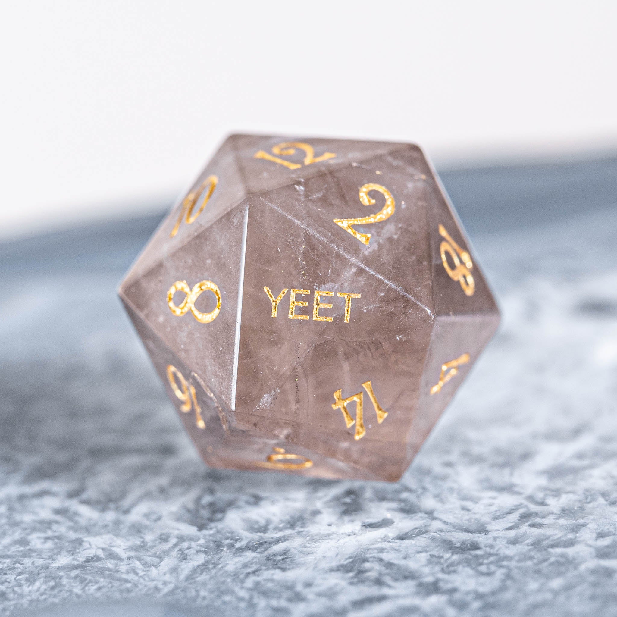 URWizards D&D Smoky Quartz Engraved Dice Set YEET & F*CK | Urwizards