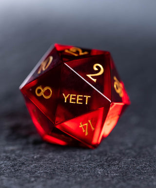 URWizards D&D Garnet Glass Engraved Dice Set YEET & F*CK – Urwizards