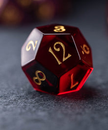 URWizards D&D Garnet Glass Engraved Dice Set YEET & F*CK – Urwizards