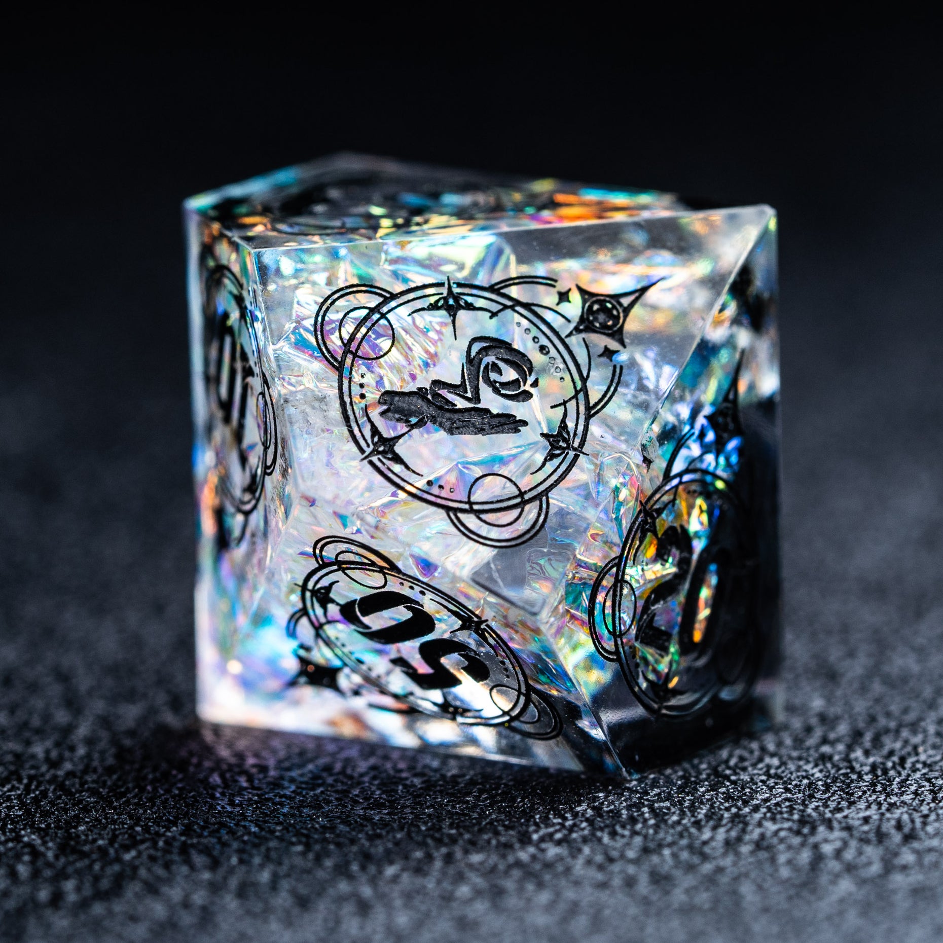 URWizards D&D Resin Ice glitter Engraved Dice Set Bard Style – Urwizards