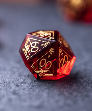 URWizards D&D Garnet Glass Engraved Dice Set Astrology Style – Urwizards