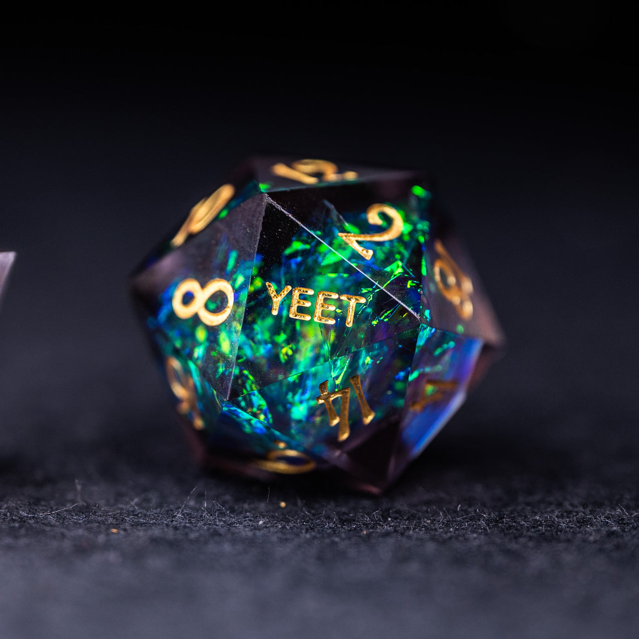URWizards Dnd Resin Dark Glitter Engraved Dice Set YEET & OOF – Urwizards