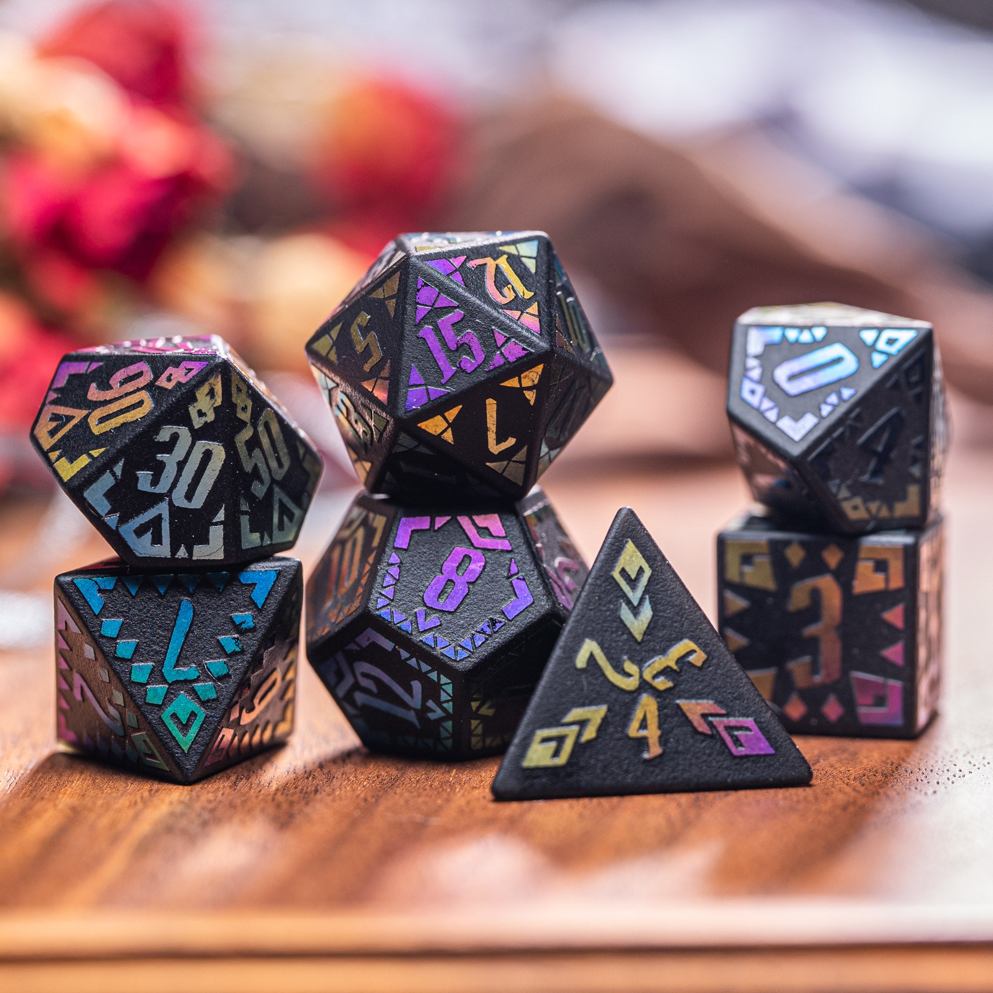 URWizards Obsidian Raised Plating Number Dice Set Indian Style | Urwizards