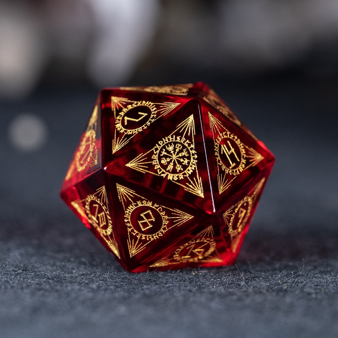 URWizards Dnd Engraved Garnet Glass Dice Set Nordic Style – Urwizards