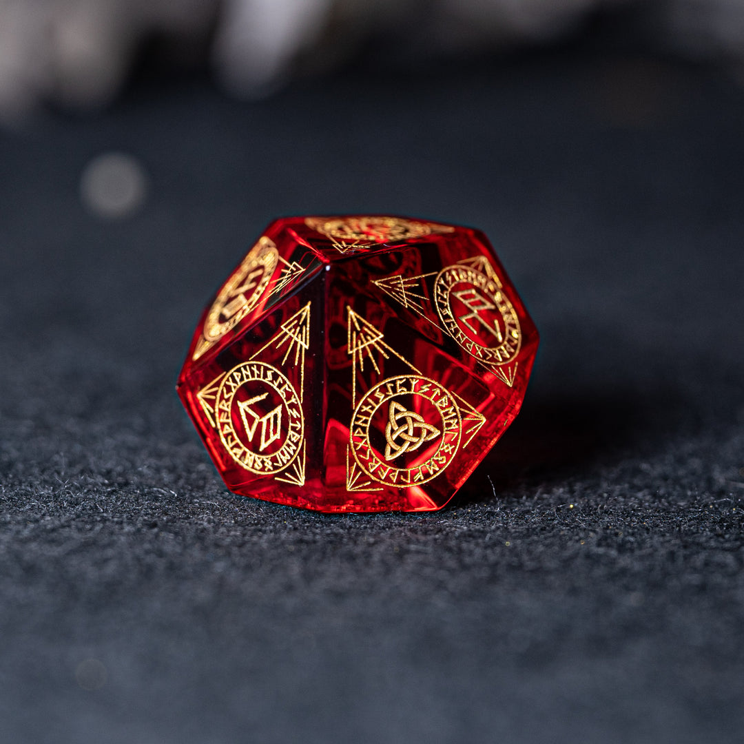URWizards Dnd Engraved Garnet Glass Dice Set Nordic Style – Urwizards