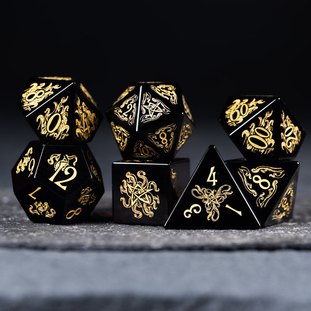 URWizards Dnd Engraved Obsidian Dice Set Cthulhu Style – Urwizards