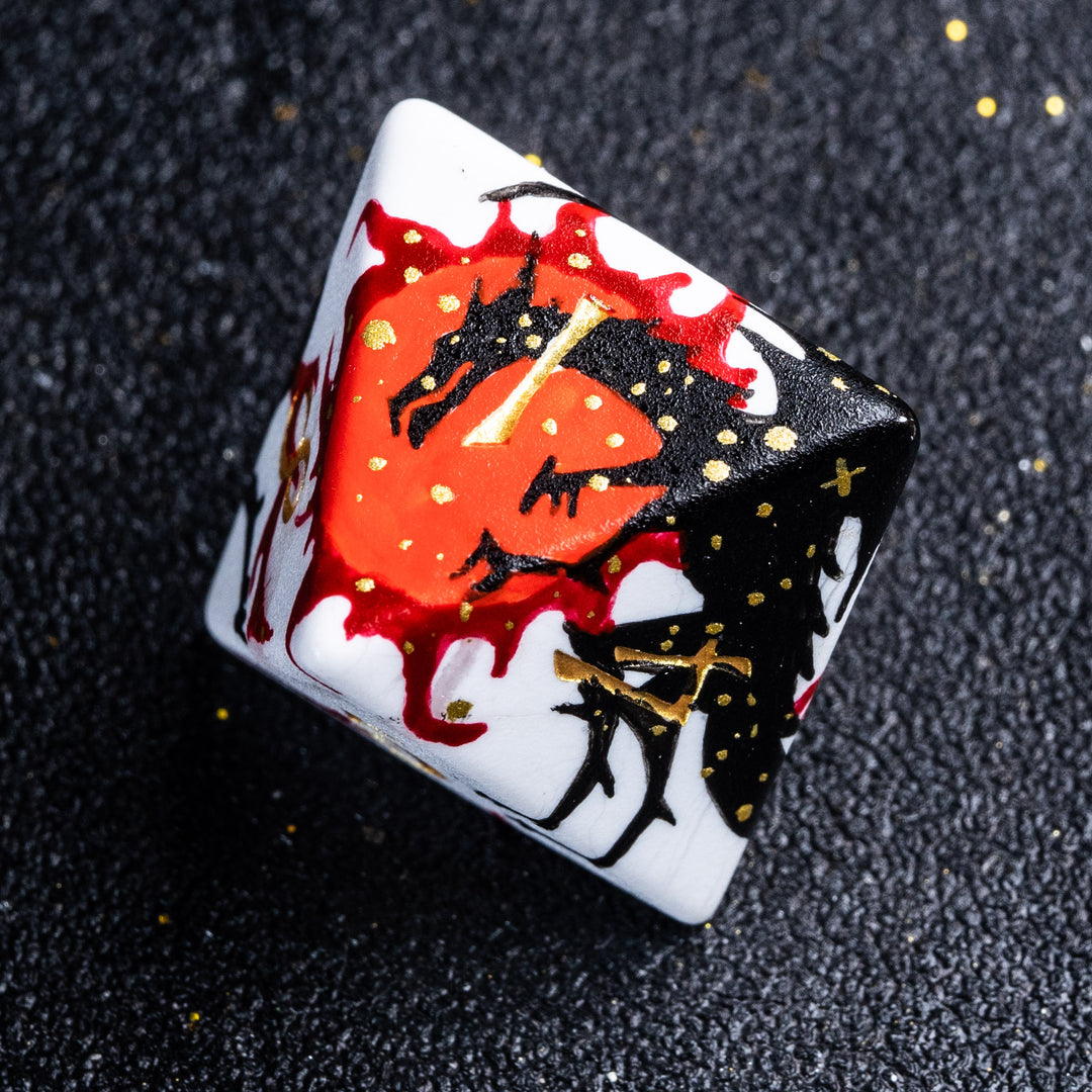 URWizards D&D White Howlite Engraved Dice Set Hand-painted Black Drago ...