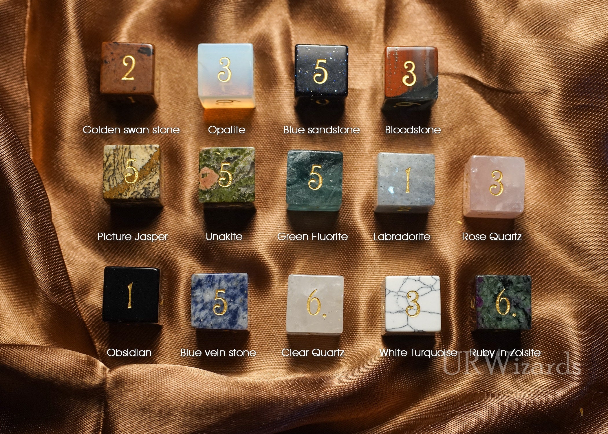 URWizards D&D Engraved Gemstone D6 Dice | Urwizards