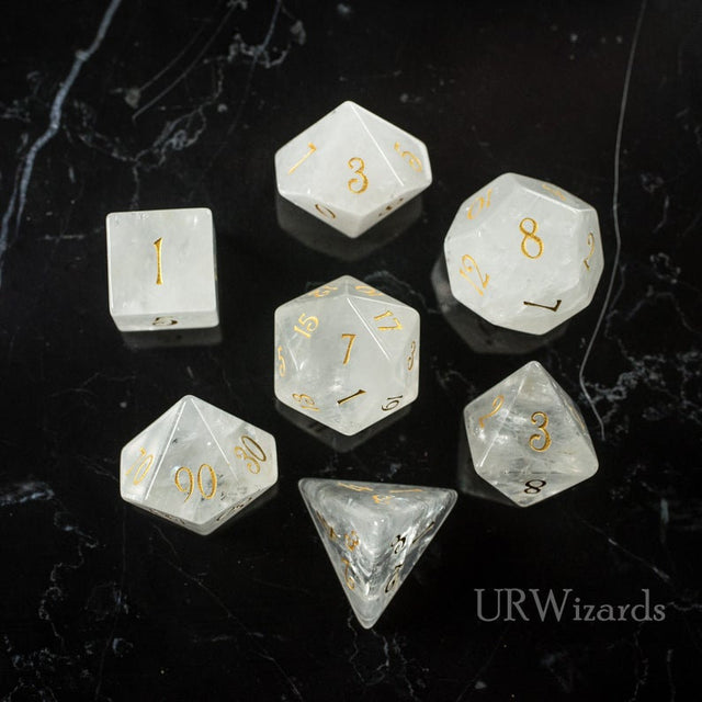 Dnd Clear Quartz Engraved Dice Set Zelda Triforce Triangle – Urwizards