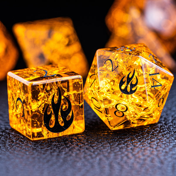 Dnd dice set Blast Glass Polyhedral Elemental Style | Urwizards